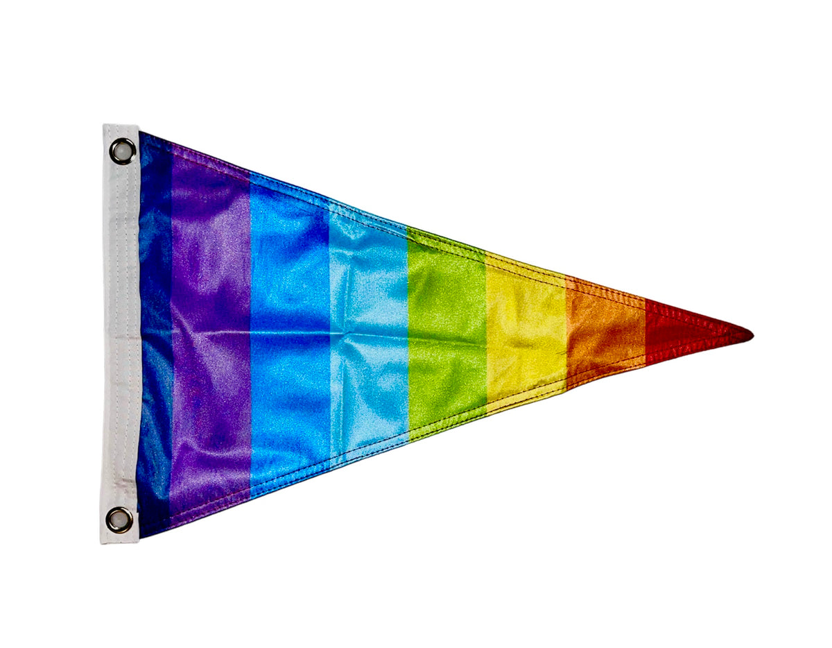 Flag, Burgee Pennant, Rainbow 12" x 18" – Wavy Flag