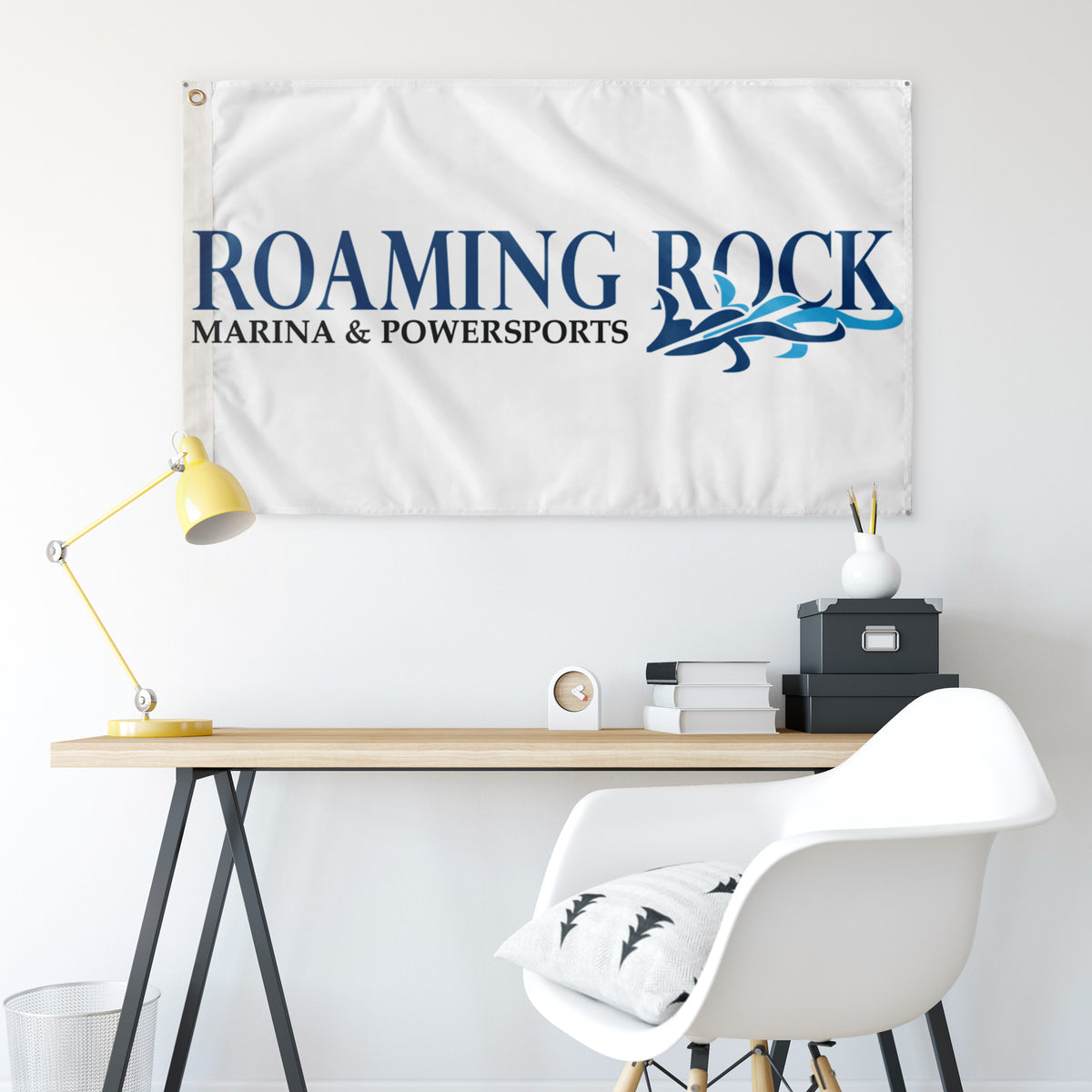 Custom Flag 12”x18” double sided flag with Roaming Rock logo is equipp ...